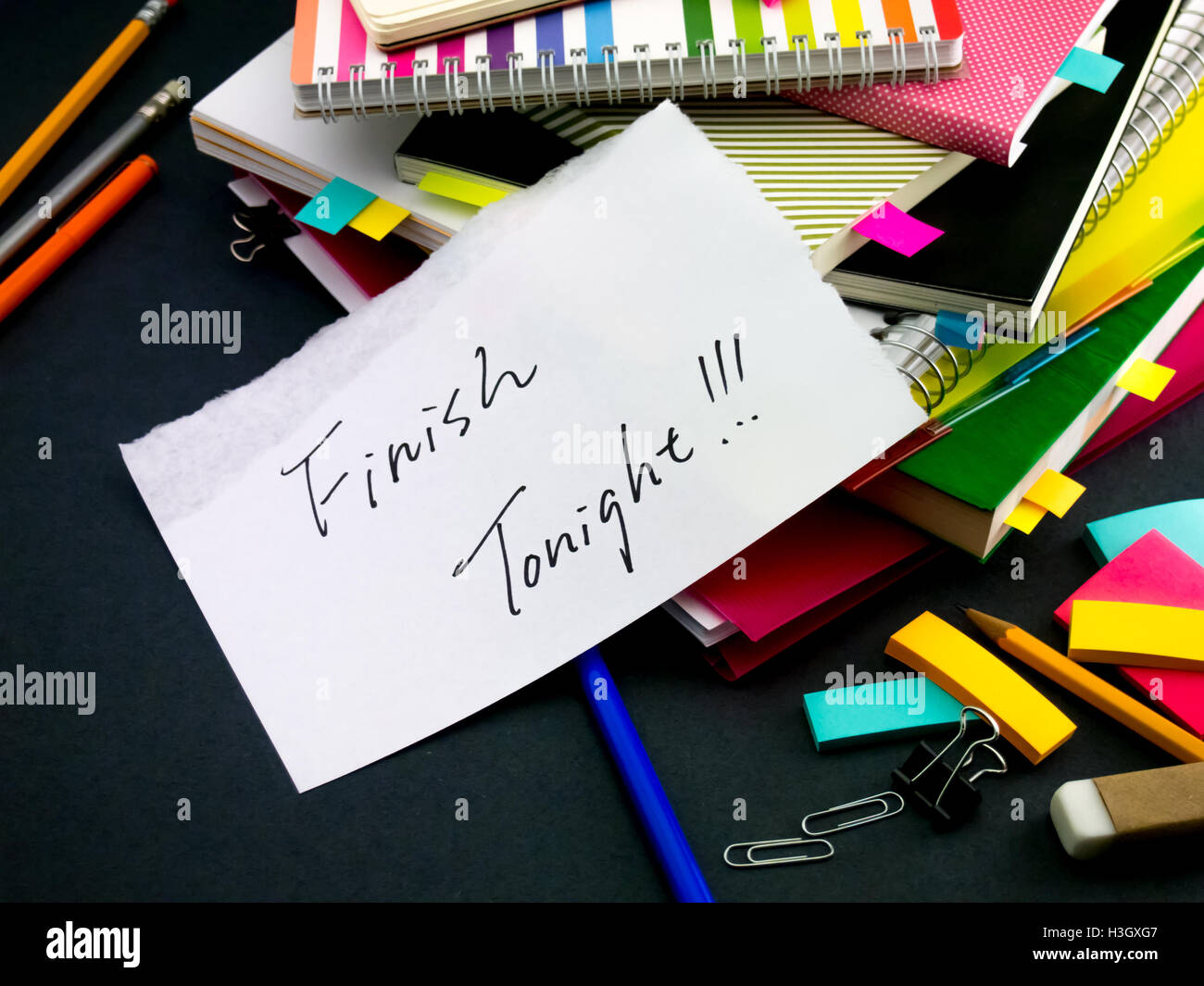 Somebody Left the Message on Your Working Desk; Finish Tonight Stock ...