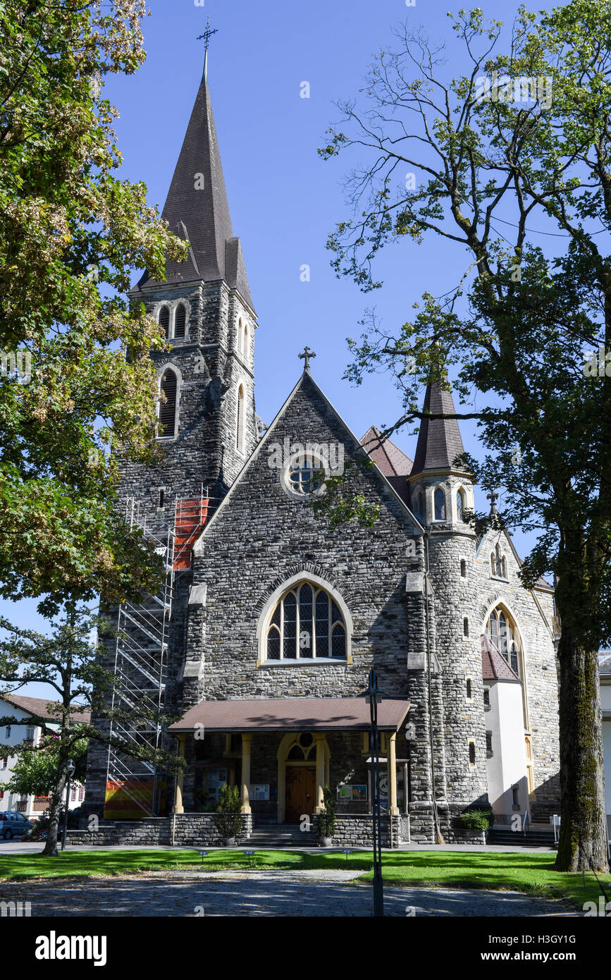 Catholic Castle church (Schlosskirche) at Interlaken on Switzerland ...