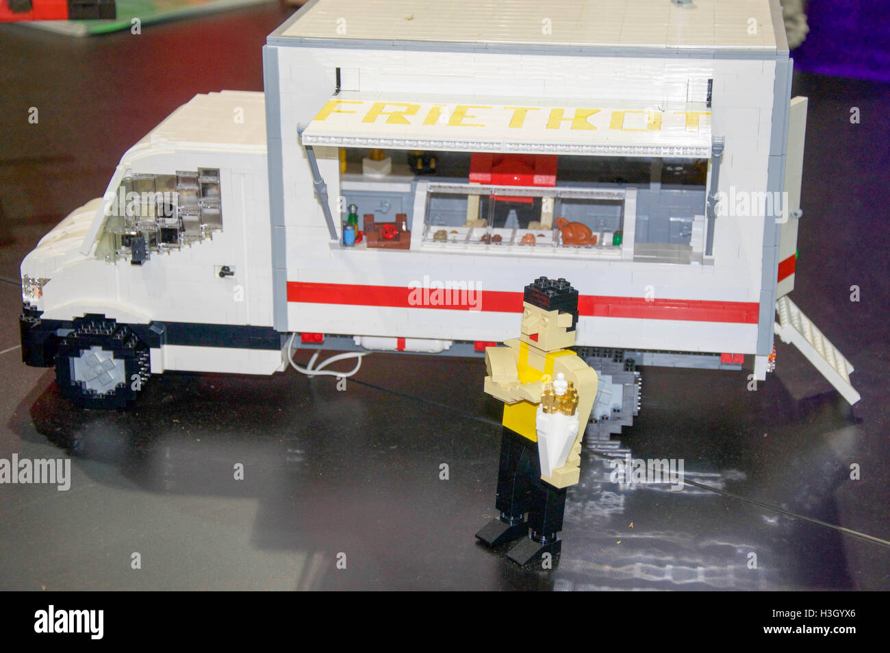 LEGO brick display of food truck and human representation at the unique ...