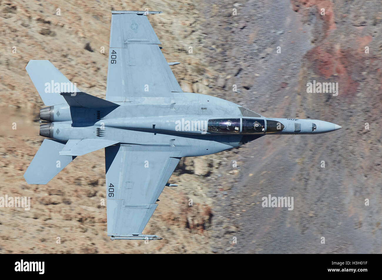 United States Navy F/A-18F Super Hornet Jet Fighter, Flying At Low ...