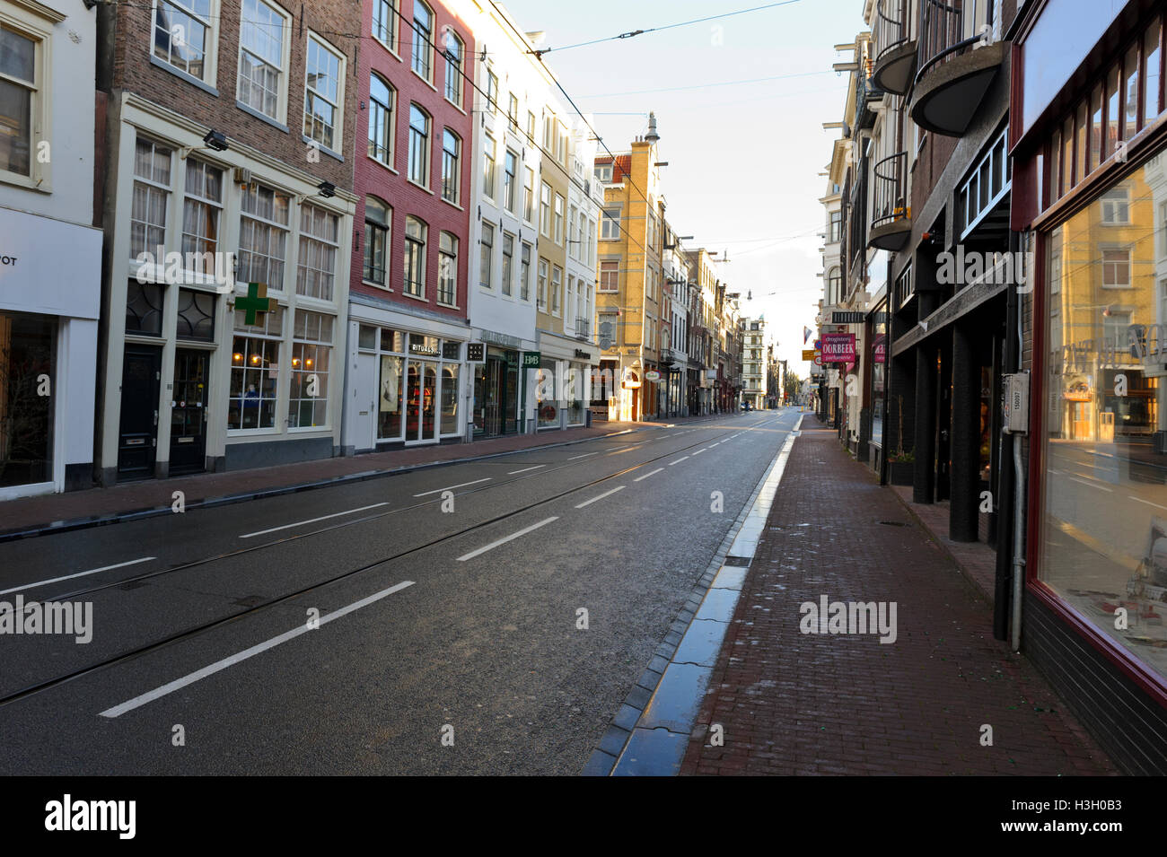 Early morning street in Amsterdam, Holland, Netherlands Stock Photo - Alamy