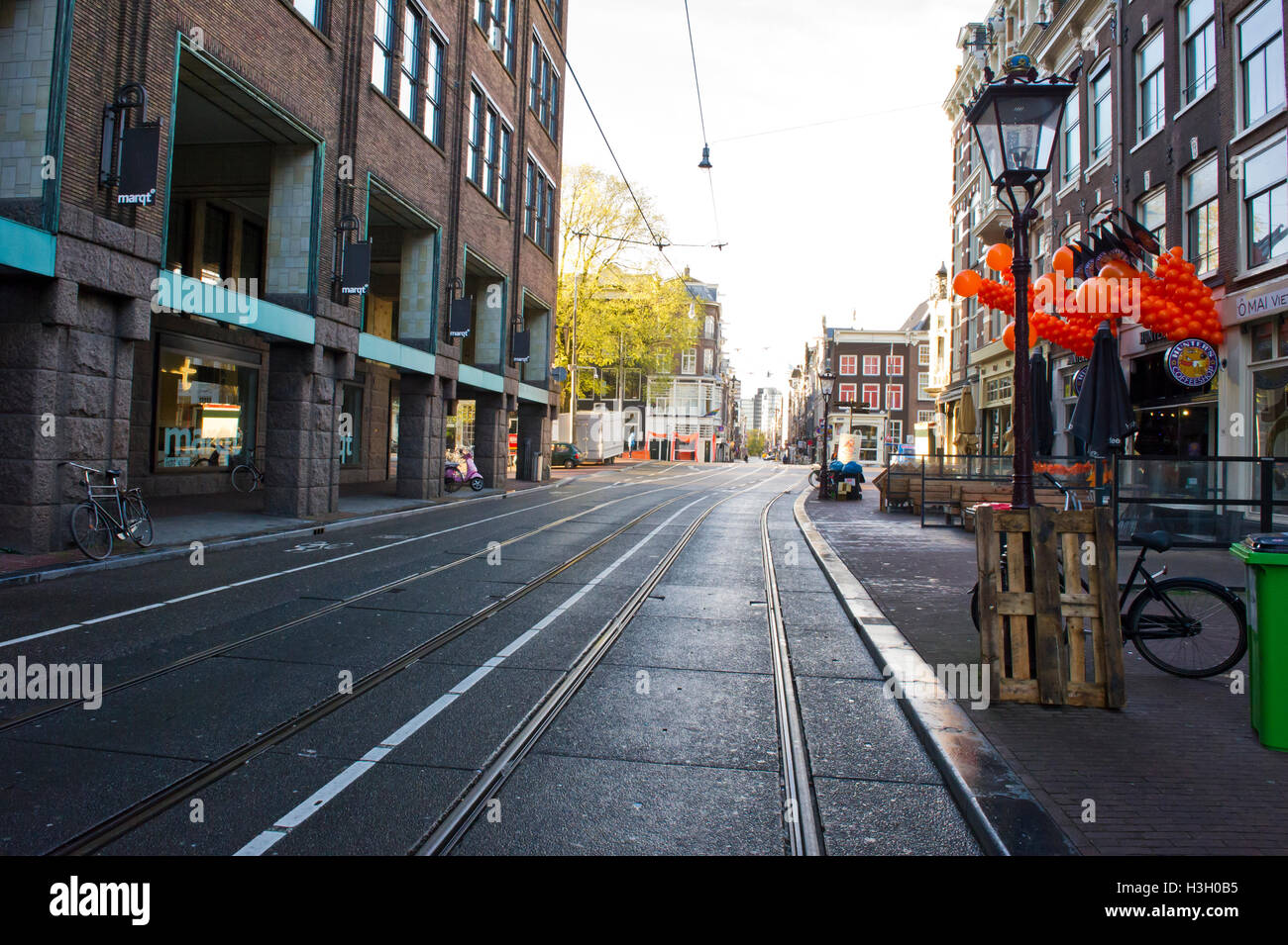 Early morning street in Amsterdam, Holland, Netherlands Stock Photo - Alamy