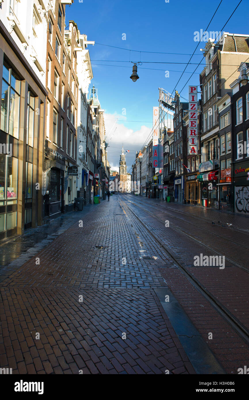 Early morning street in Amsterdam, Holland, Netherlands Stock Photo - Alamy