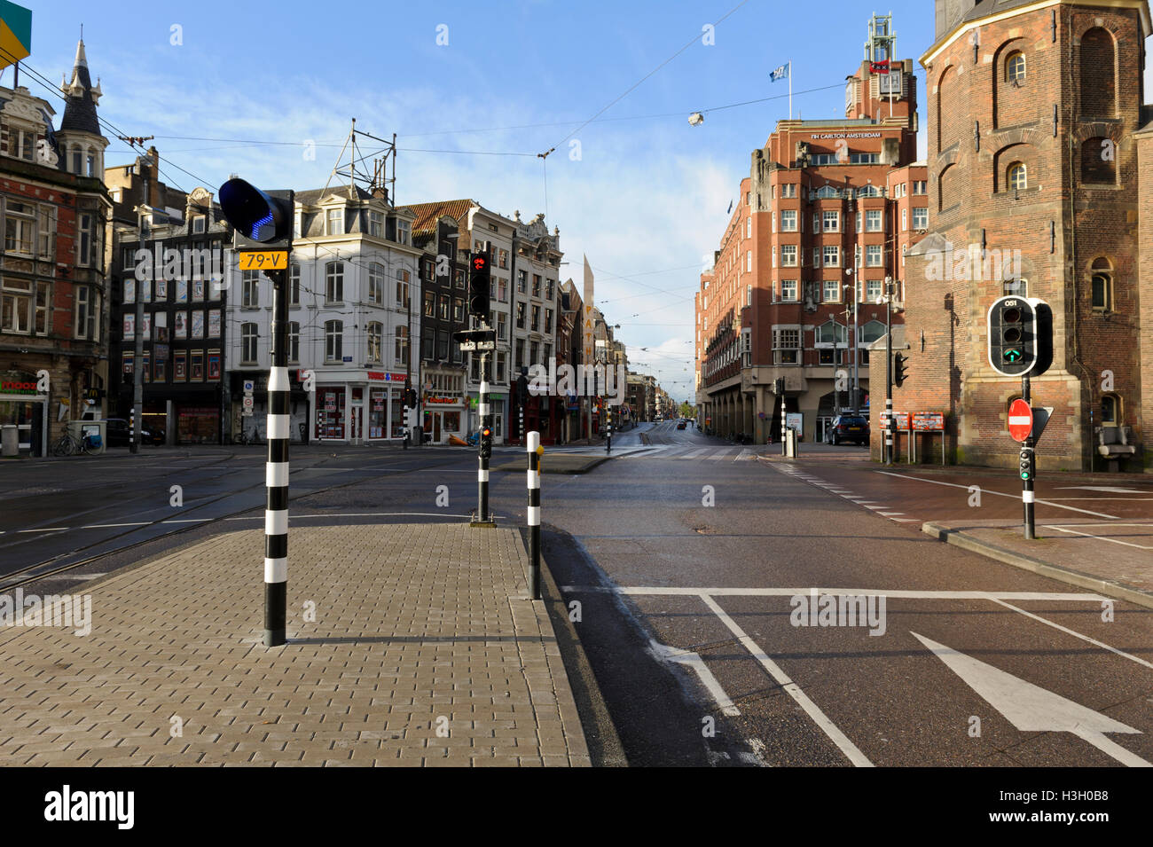 Early morning street in Amsterdam, Holland, Netherlands Stock Photo - Alamy