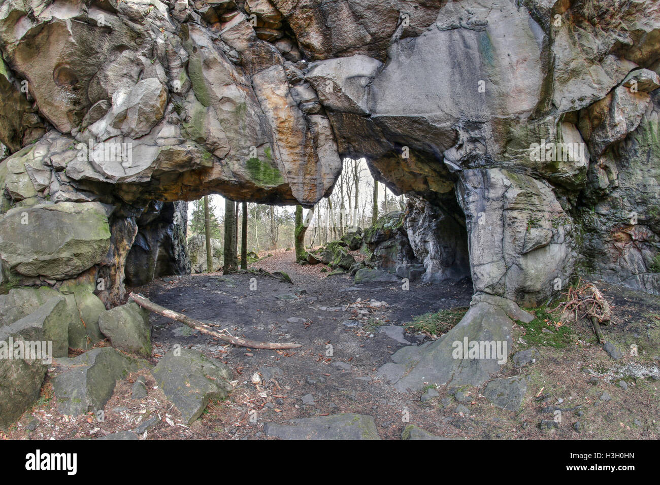 Large stone gate at the ruins of the Milstejn castle, Czech republic ...