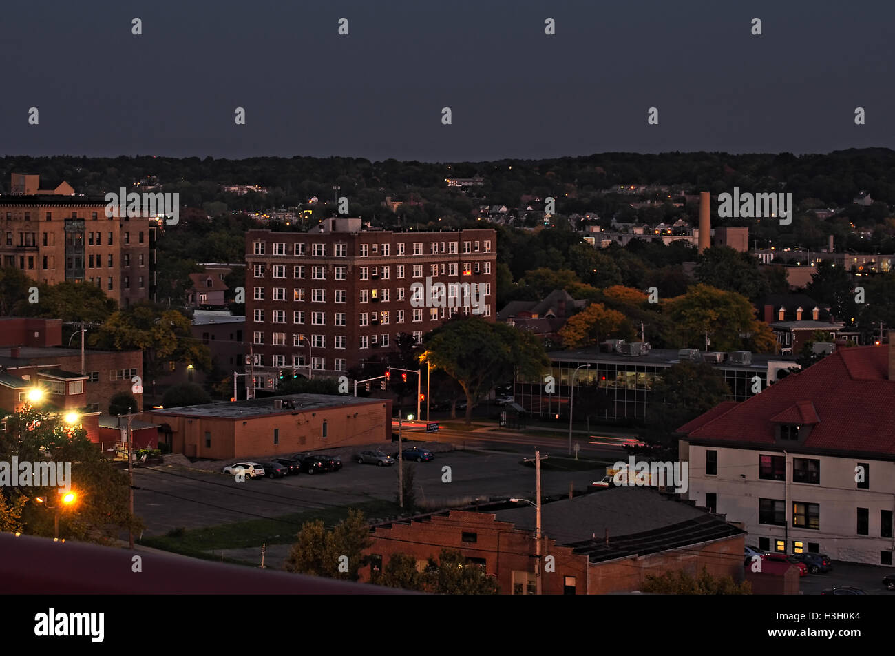 View taken from the north side of Syracuse, New York at night. Shot ...