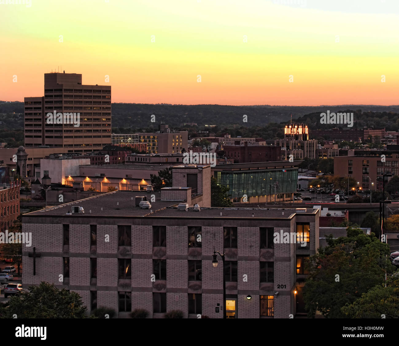 View taken from the north side of Syracuse, New York at night. Shot ...