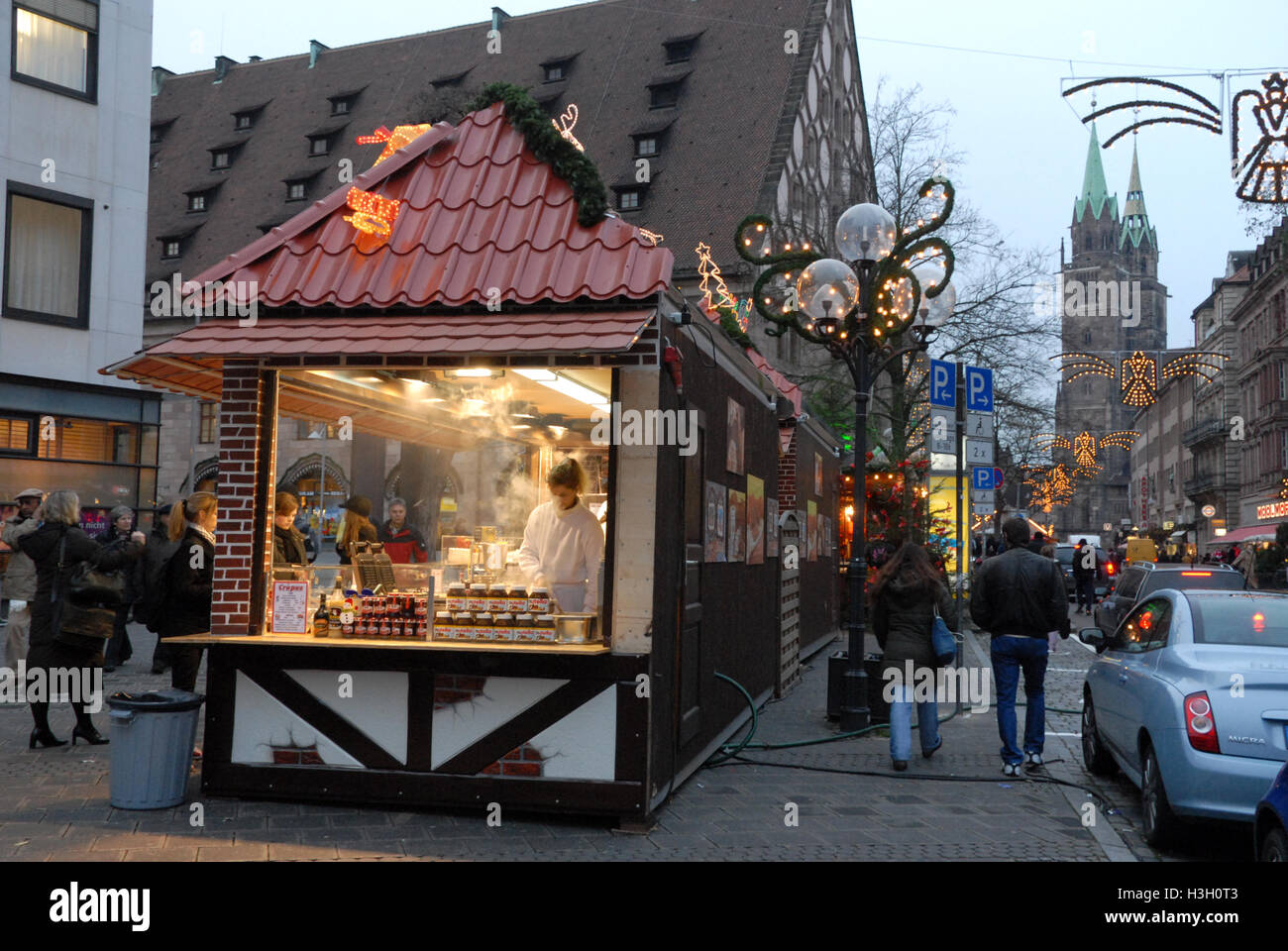 One of the many wooden huts along the main street, Konigstraße, during ...