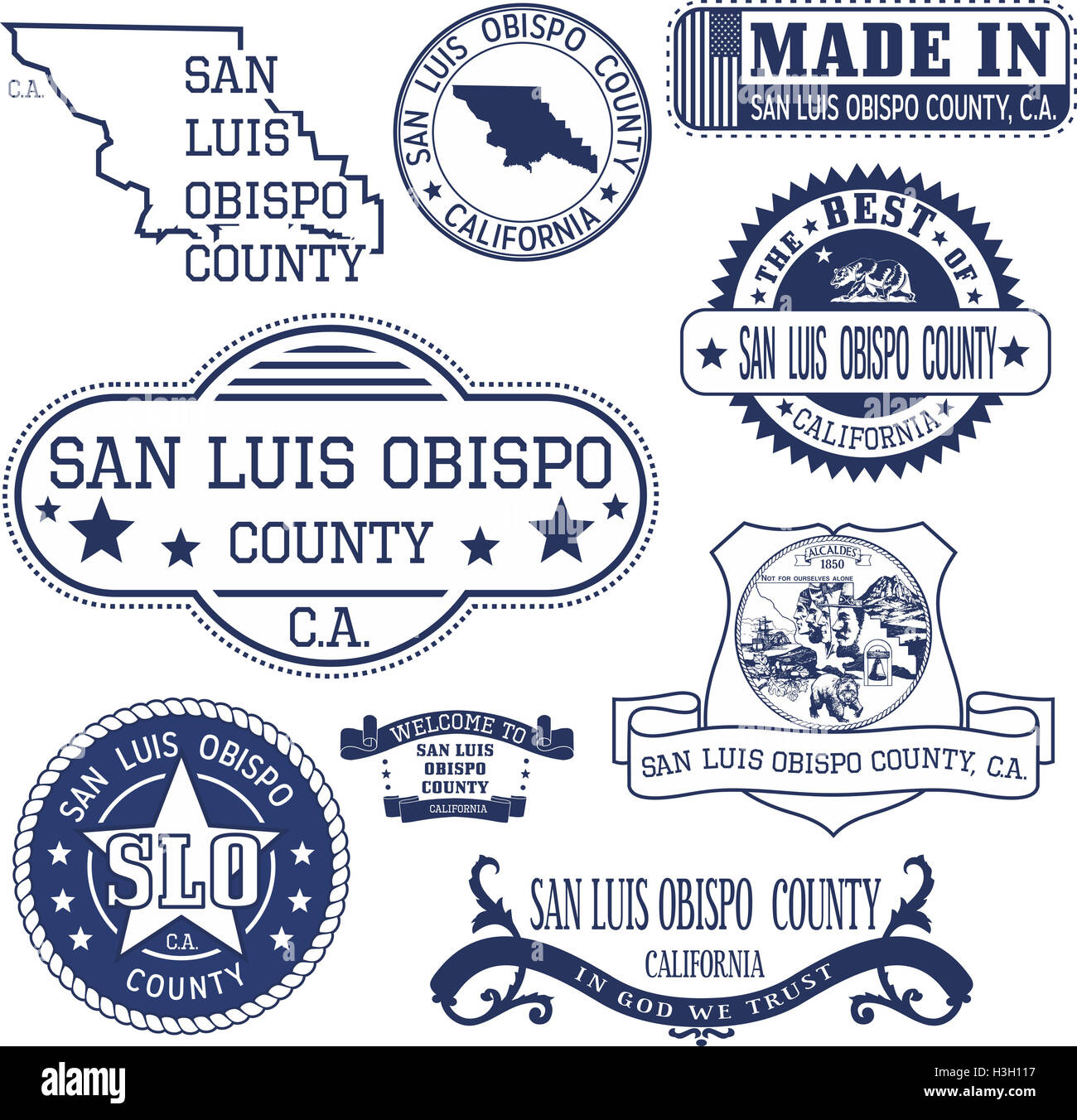 County california outline map set hi-res stock photography and images ...