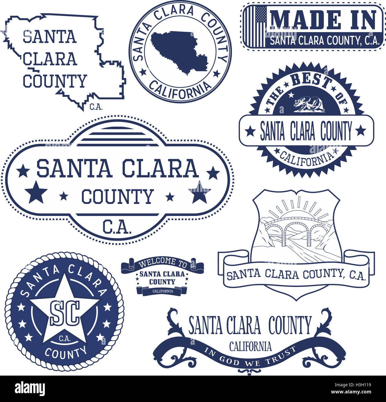 Santa clara county map hi-res stock photography and images - Alamy