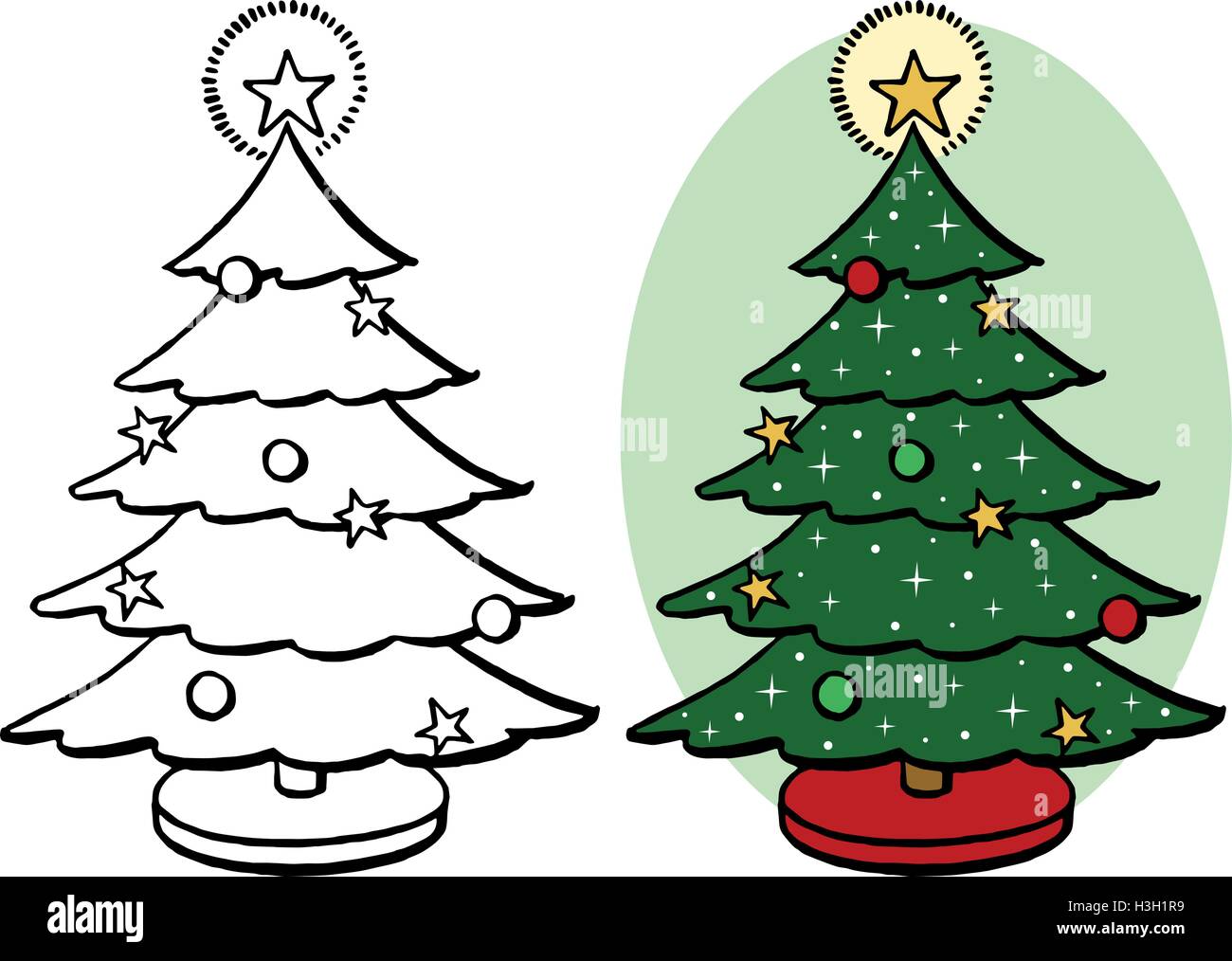 Christmas tree vintage illustration Stock Vector Images - Alamy