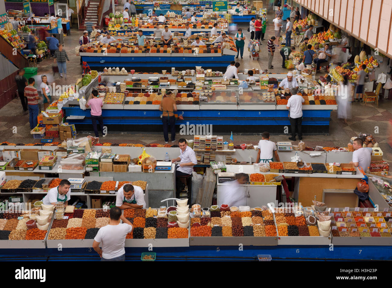 Overview of dry produce section at Green Bazaar Almaty Kazakhstan Stock ...