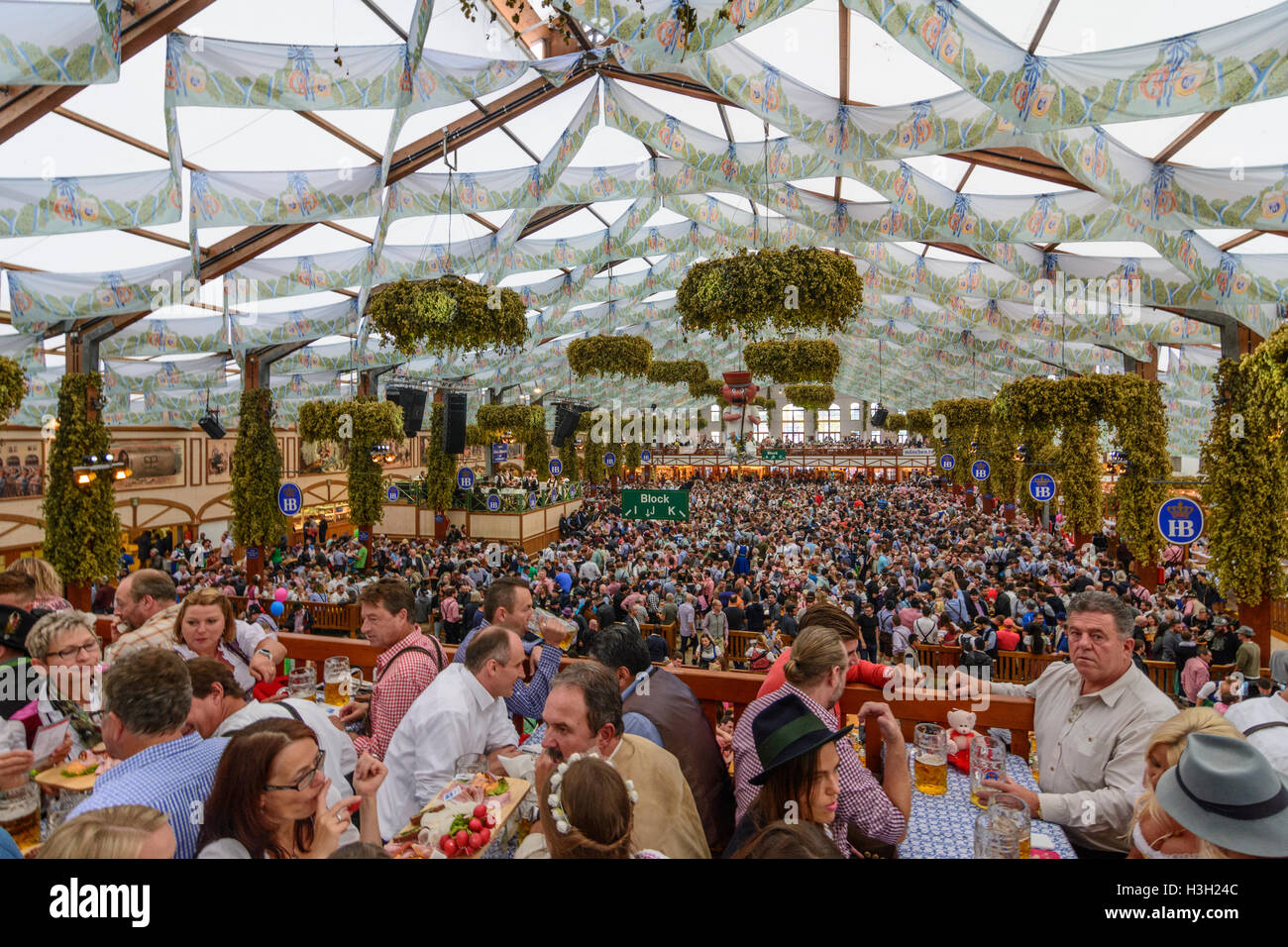 München, Munich: Oktoberfest beer festival: Hofbräuhaus Brewery tent ...