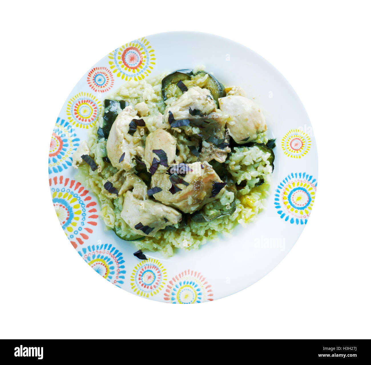 Magluba Palestinian dish served with the meat and vegetables on top of ...