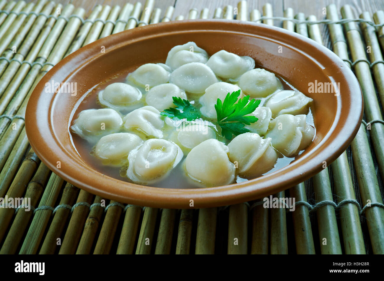 Dushbara - traditional Azerbaijani dish of dumplings Stock Photo - Alamy