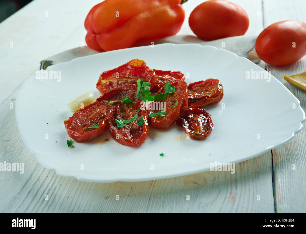 Sun-dried tomatoes. Turkish cuisine Kurutulmus Domates Stock Photo - Alamy