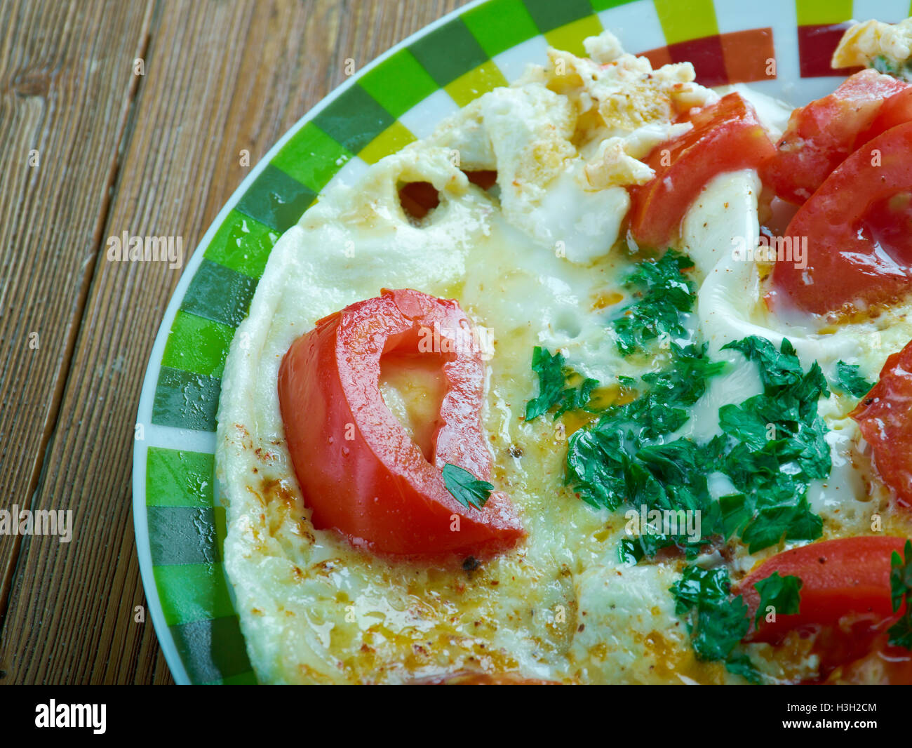 Byde Banadoura Lebanese tomato omelette. Middle Eastern cuisine Stock ...