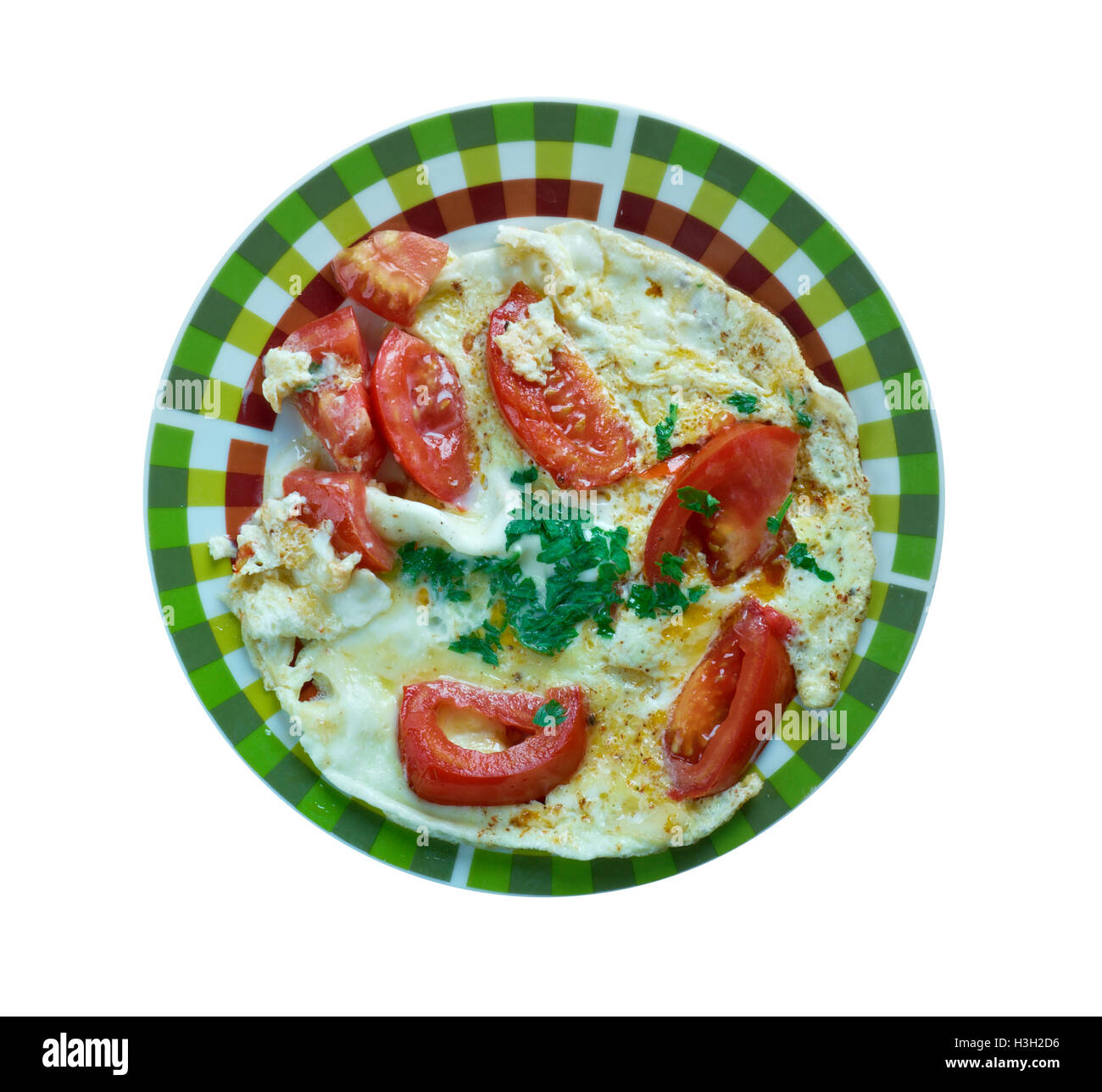 Byde Banadoura Lebanese tomato omelette. Middle Eastern cuisine Stock ...