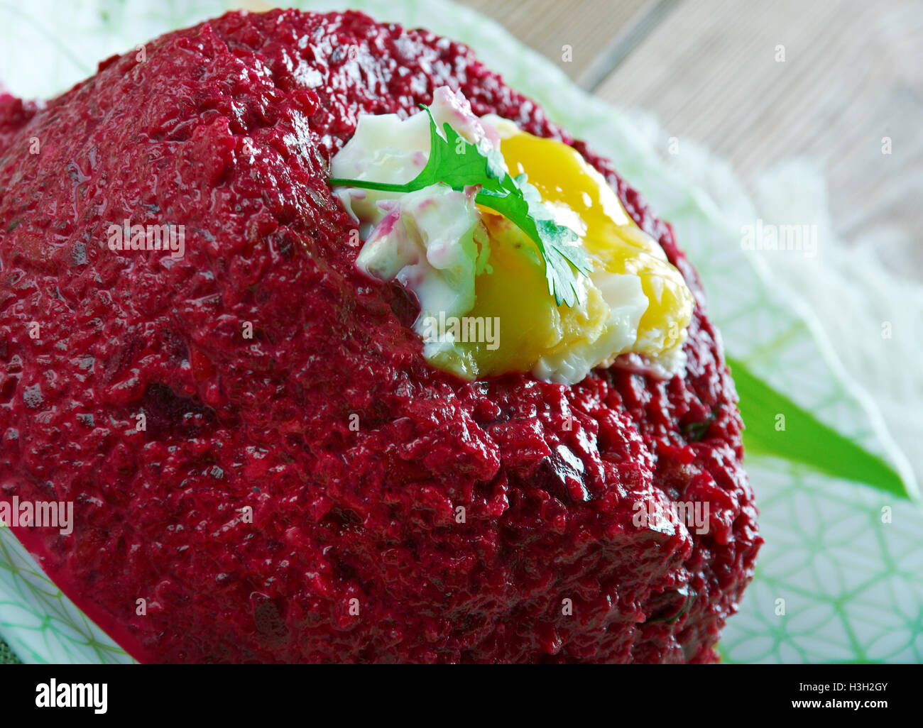beetroot tartare close up . French cuisine Stock Photo - Alamy
