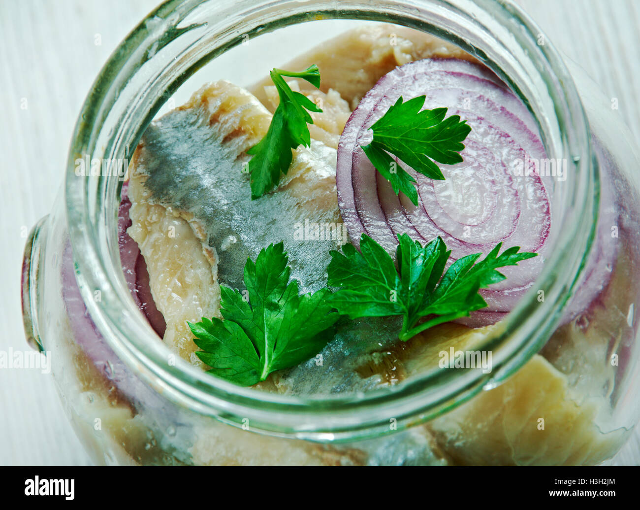 Finnish marinated herring etikkasilli Stock Photo - Alamy