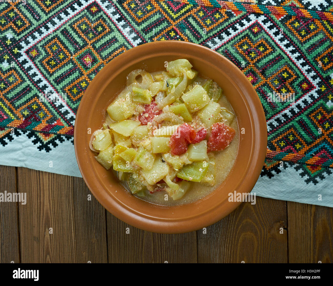 paprikash zucchini - HungarianStewed vegetables close up Stock Photo ...