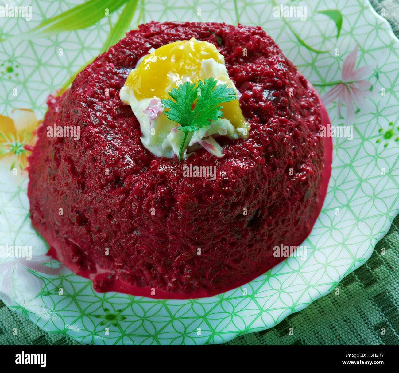 beetroot tartare close up . French cuisine Stock Photo - Alamy