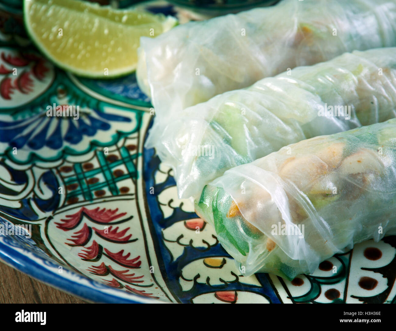 Portion of spring rolls .traditional japanese food Stock Photo - Alamy
