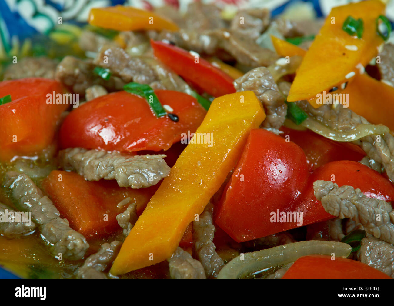 Szechuan lamb with vegetables Chinese food Stock Photo - Alamy