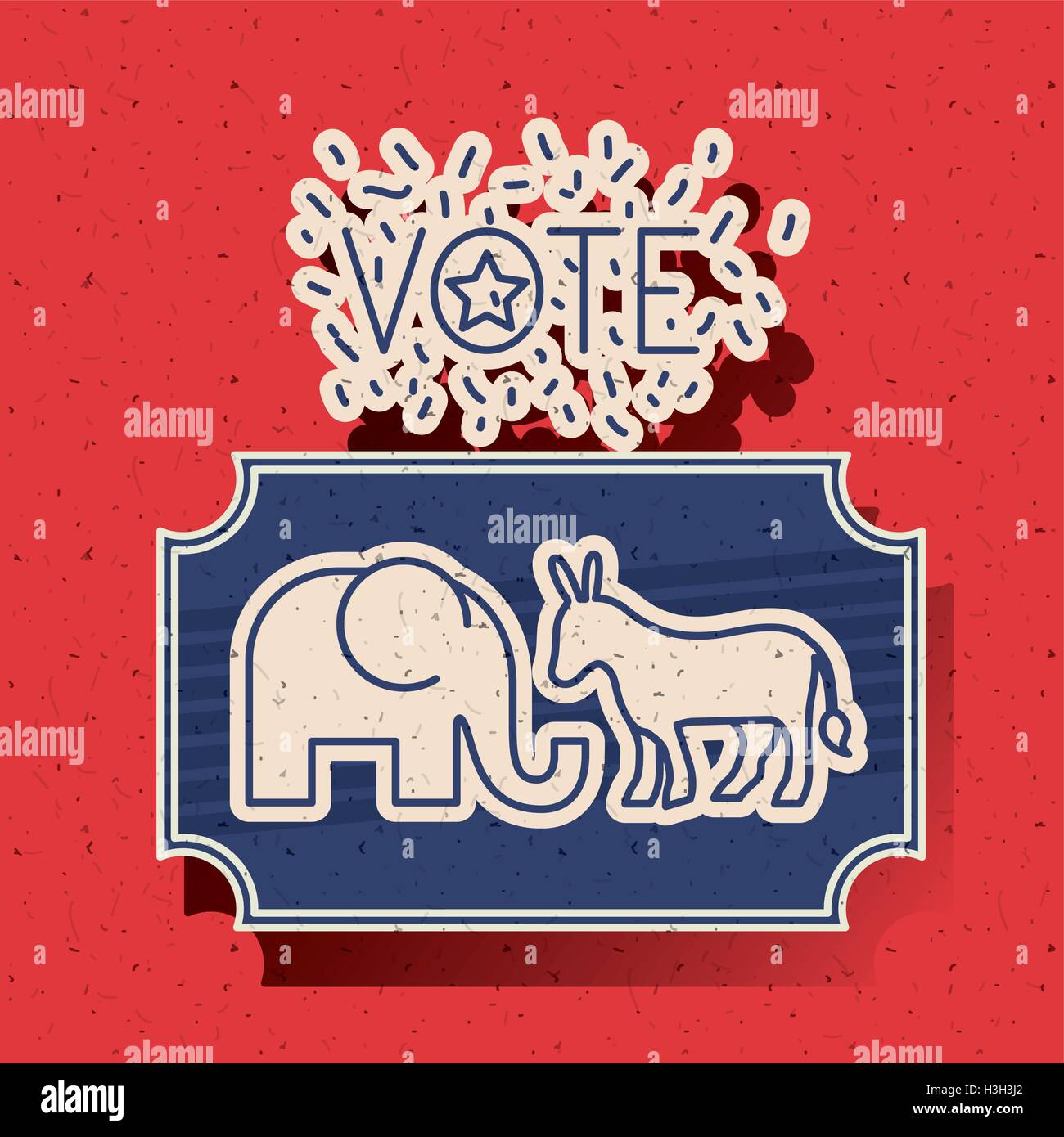 Donkey and elephant of vote inside frame design Stock Vector Image ...