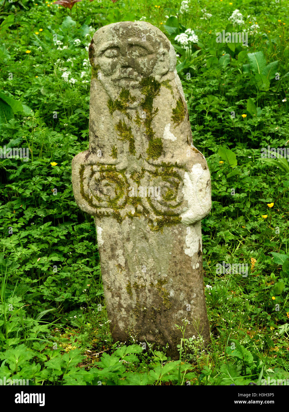 Riasg Buidhe stone, an ancient Celtic Cross, Colonsay House Gardens ...