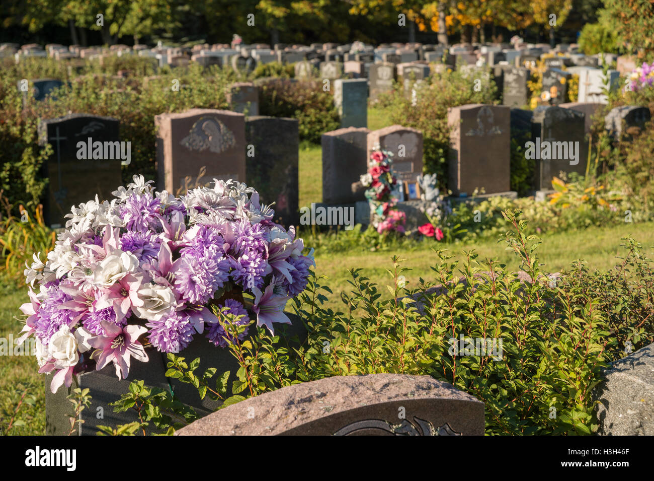 Pretty Gravestone With Flowers