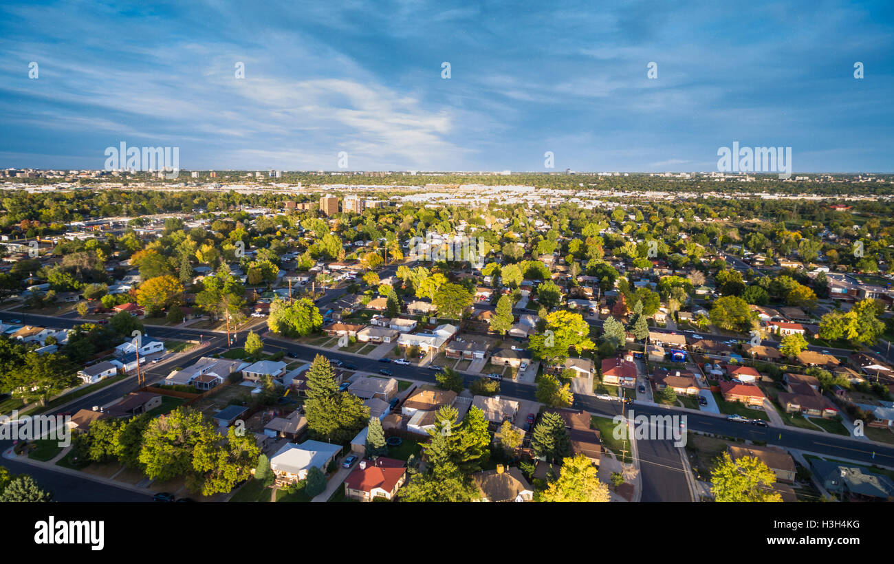 Aerial view of residential neighborhood in the Autumn Stock Photo - Alamy