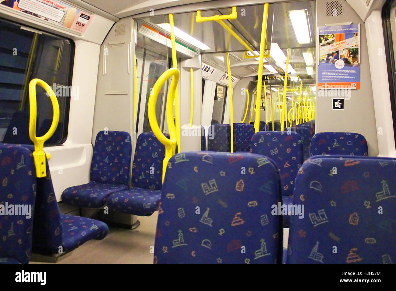 STOCKHOLM, SWEDEN - AUGUST 08, 2013: Inside the subway train in ...