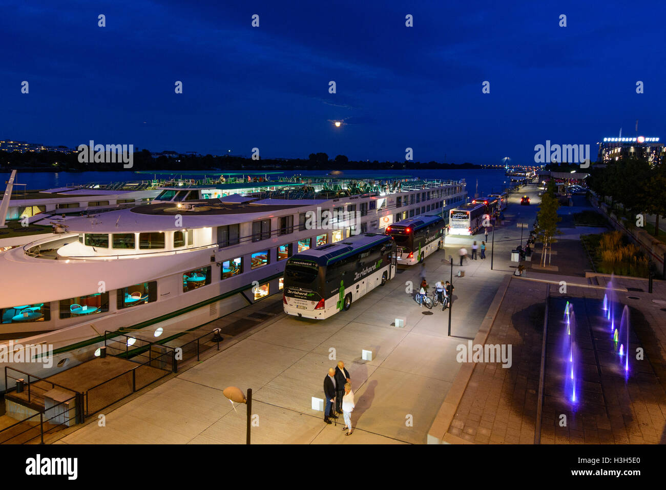 Cruise ship ships port terminal at reichsbrucke hi-res stock ...