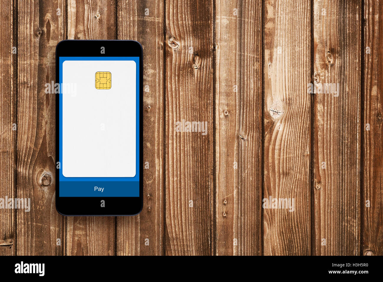 Mobile wallet concept. Blank credit card on smartphones screen Stock ...