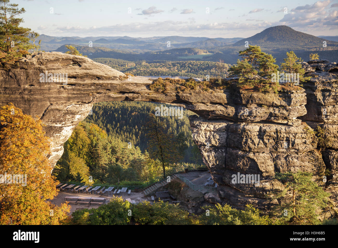 Pravcicka brana Pravcice Gate natural sandstone arch and view Bohemian ...