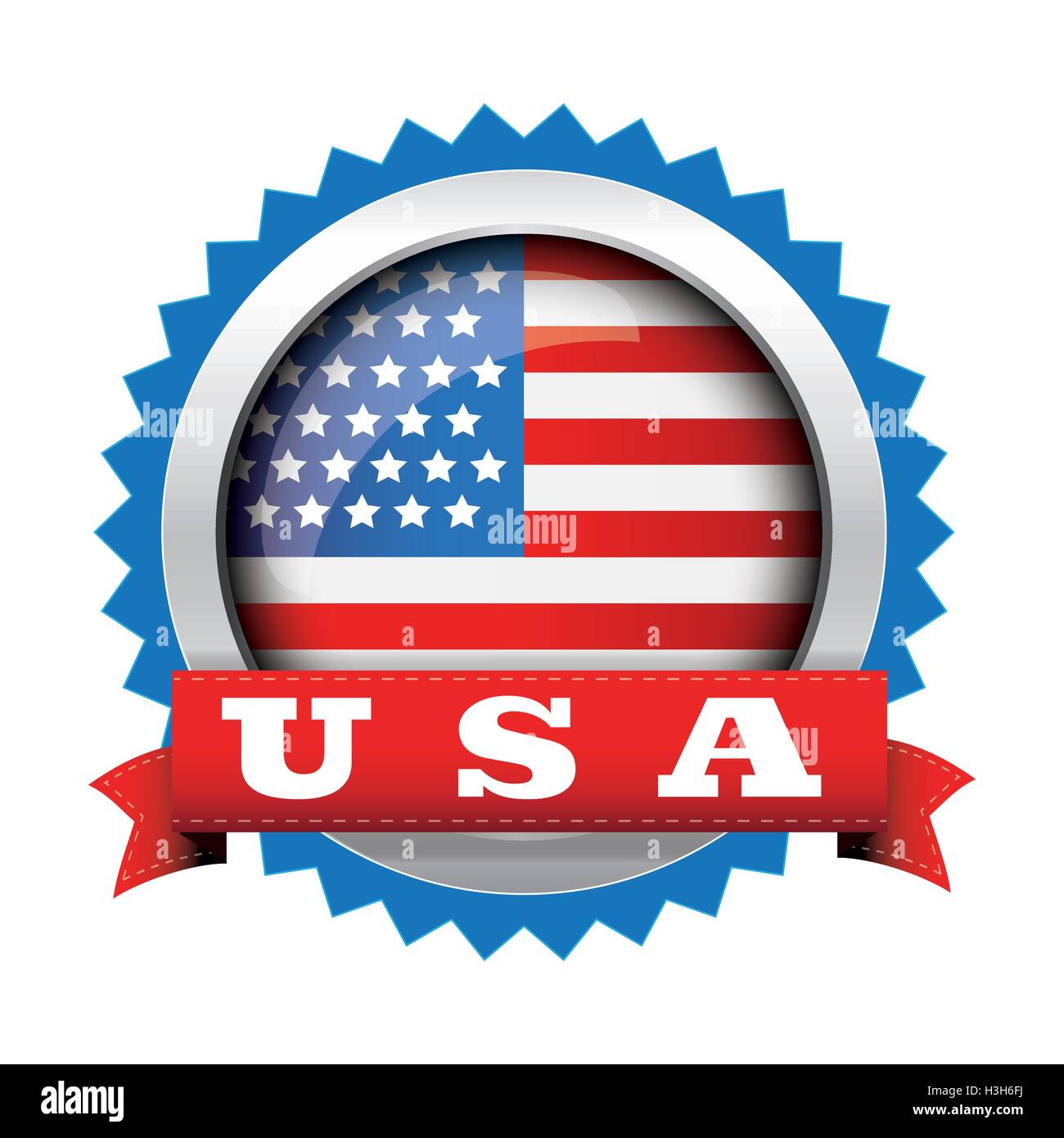 Vector - United States Flag Glossy Button with ribbon Stock Vector ...