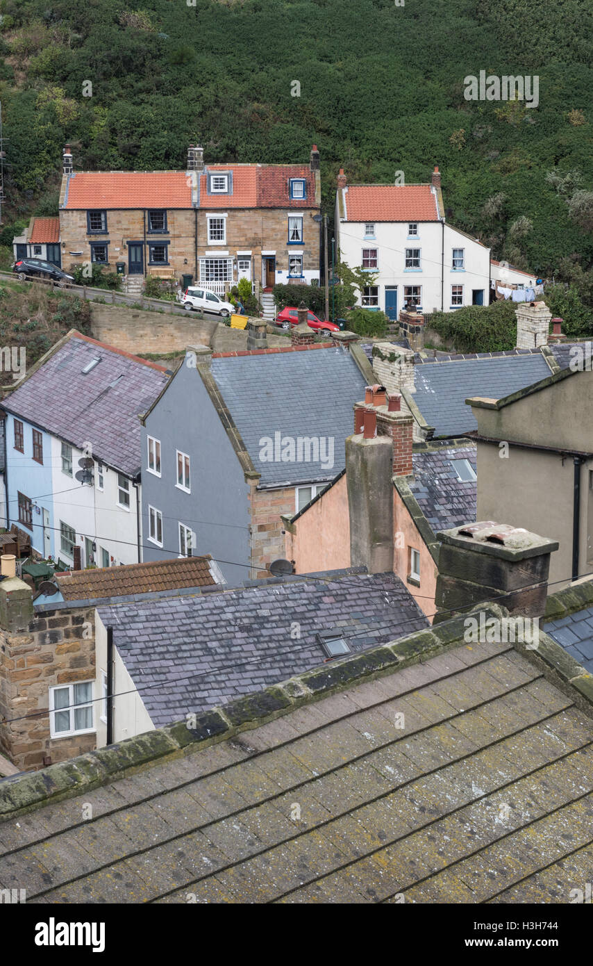 The rooftops at Staithes on the North Yorkshire Coast Stock Photo - Alamy