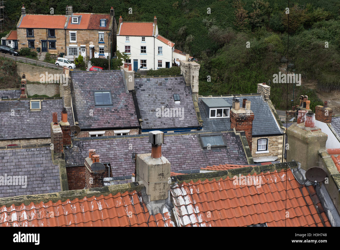 The rooftops at Staithes on the North Yorkshire Coast Stock Photo - Alamy