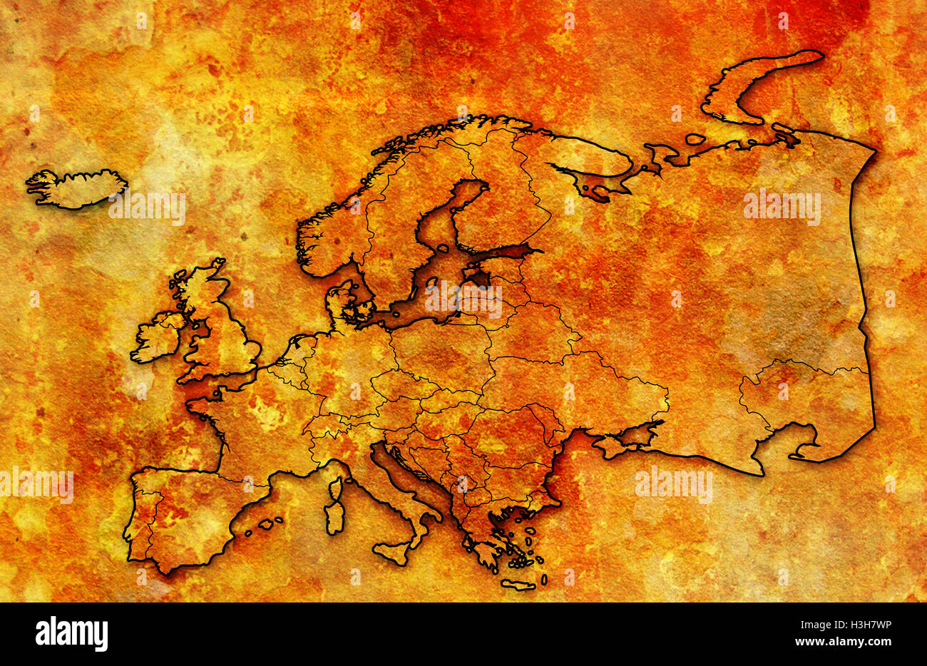 old political map of europe with country borders Stock Photo - Alamy