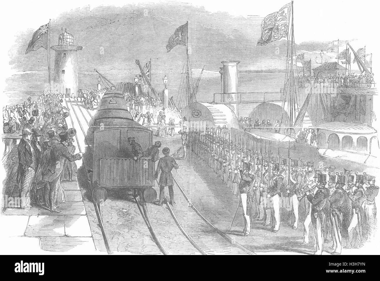 WALES Arrival of Queen, Holyhead 1853. Illustrated London News Stock ...