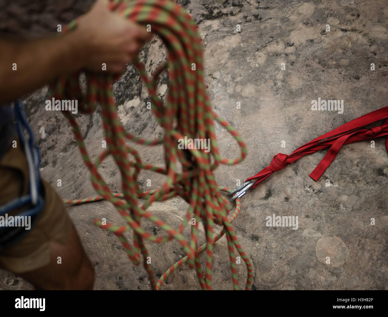 Repelling in Zion National Park Stock Photo - Alamy
