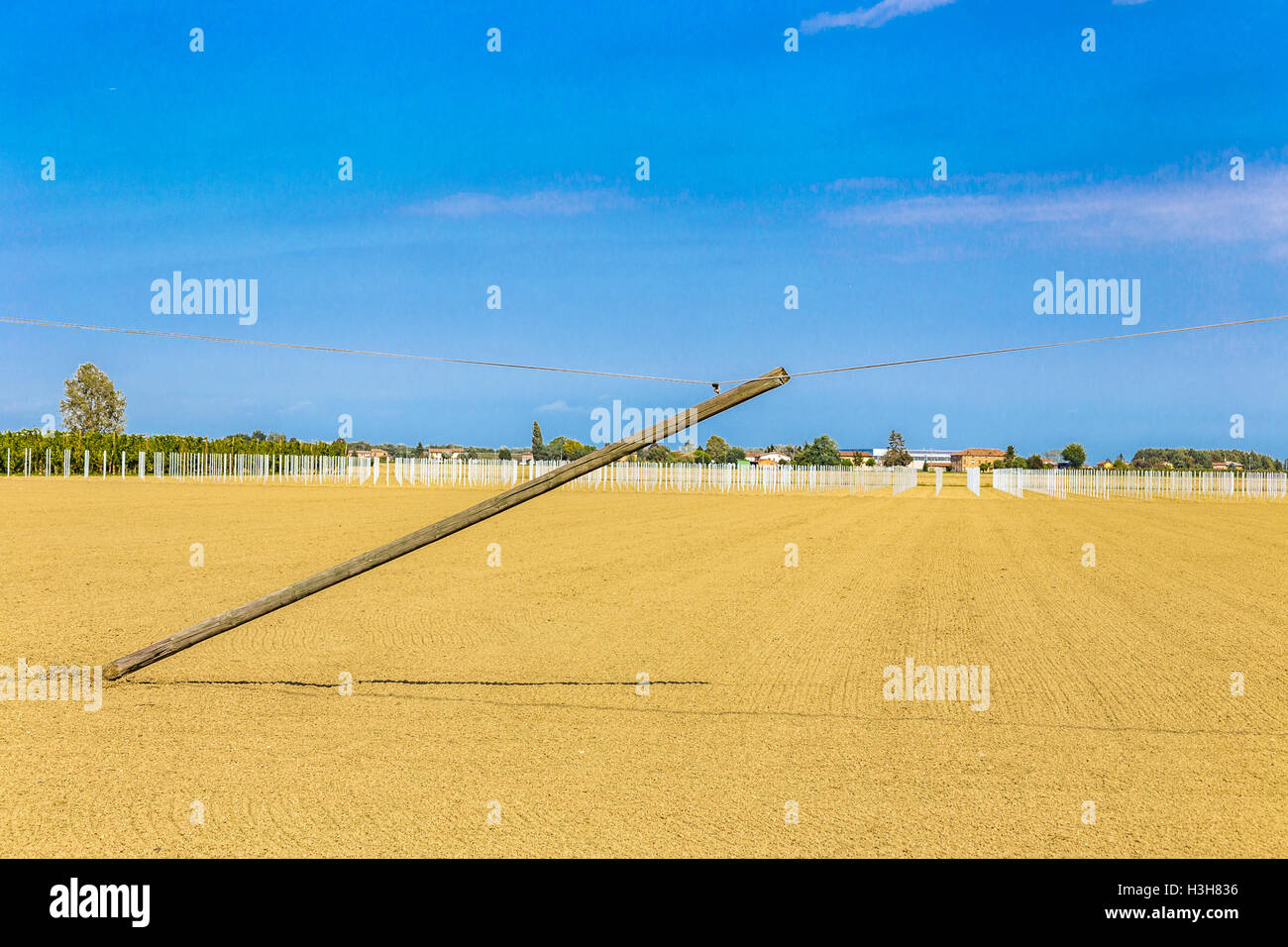 pole that is falling and is supported only by the phone cord in the ...
