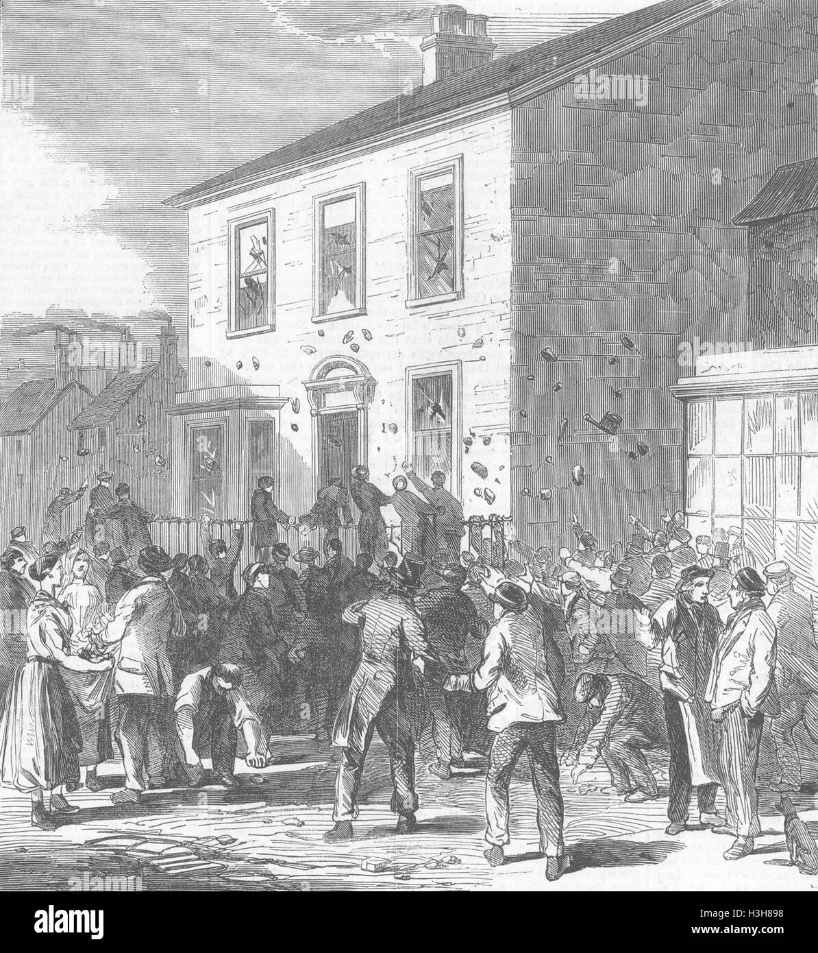 CHESHIRE Cotton Famine Stalybridge Riots 1863. Illustrated Times Stock ...