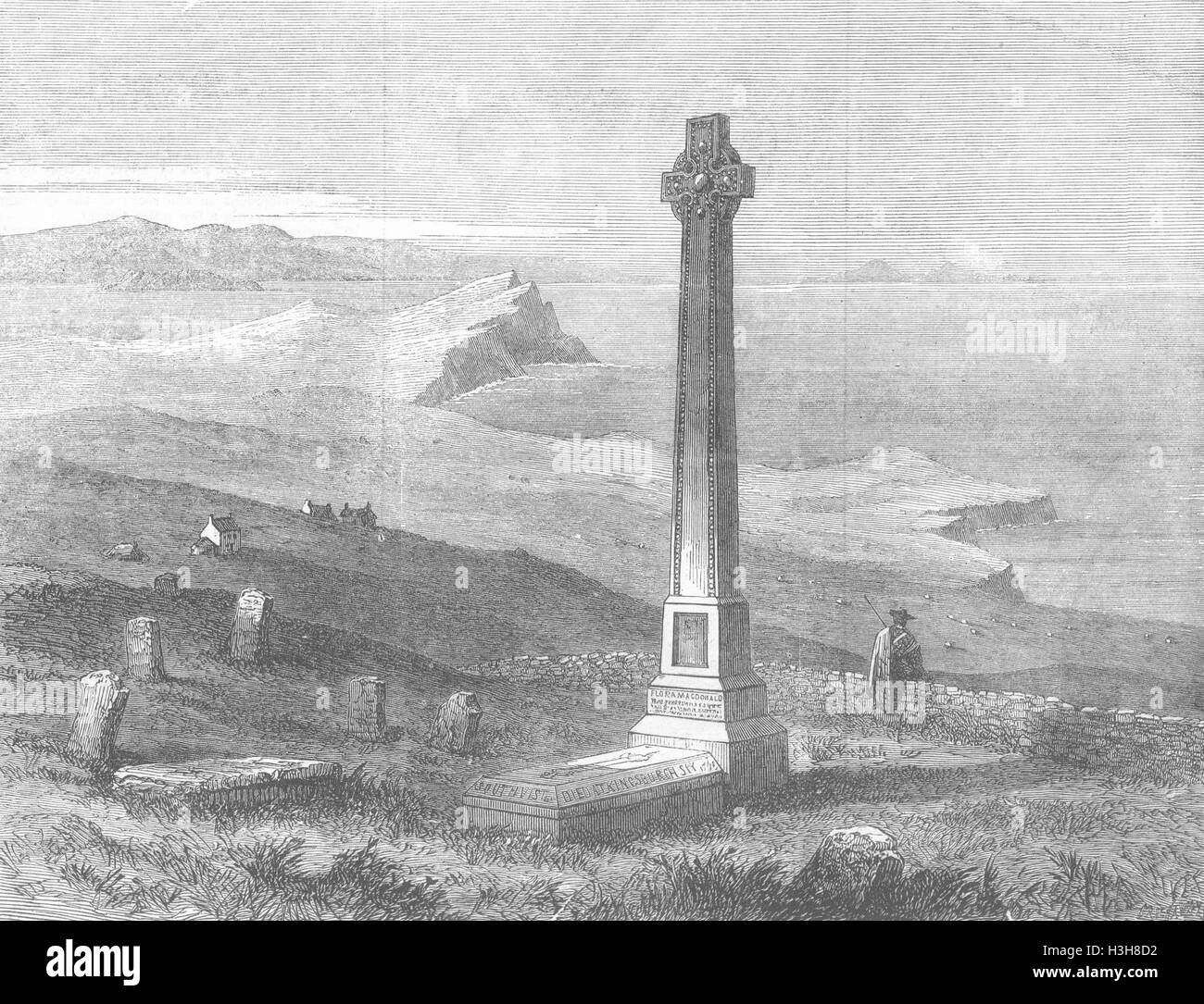 SCOTLAND Flora Macdonald's Monument, Kilmuir, Skye 1872. Illustrated ...