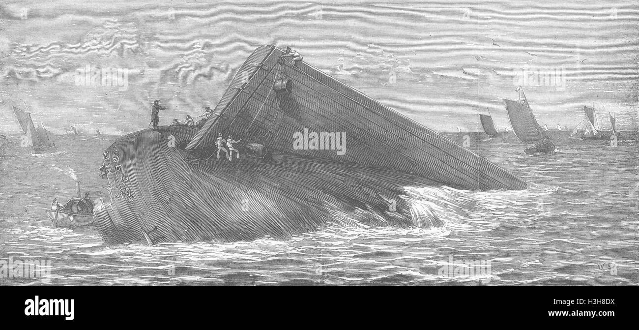 DORSET Channel collision blowing up ship, Weymouth 1877. The Graphic ...