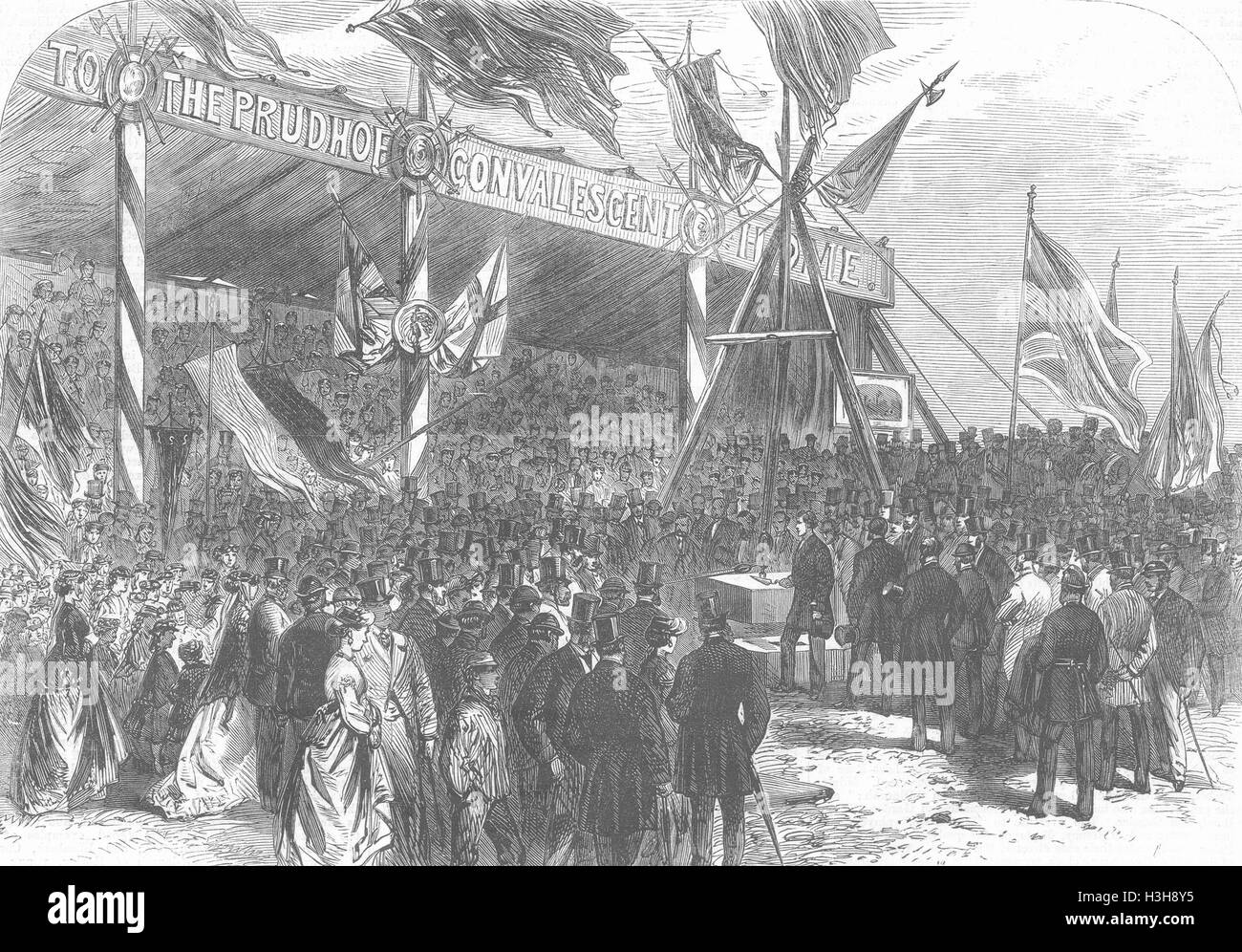 NORTHUMBS Laying keystone, Prudhoe Hospital, Whitley 1867. Illustrated ...