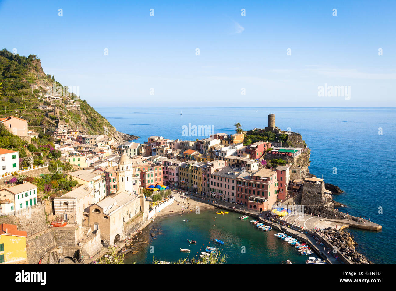 One of the most beautiful panorama in Cinque Terre, Italy Stock Photo ...