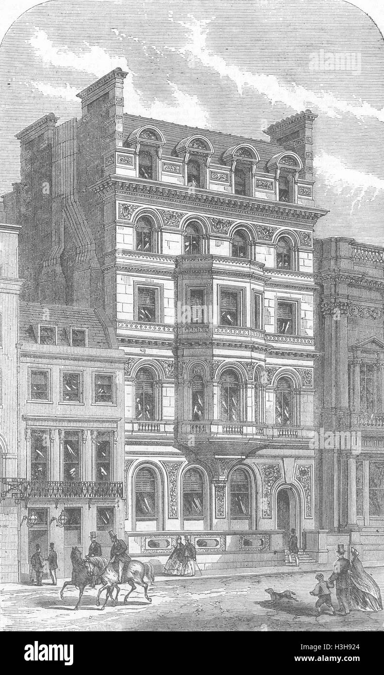 LONDON Civil Service Clubhouse, thatched house 1865. Illustrated London ...