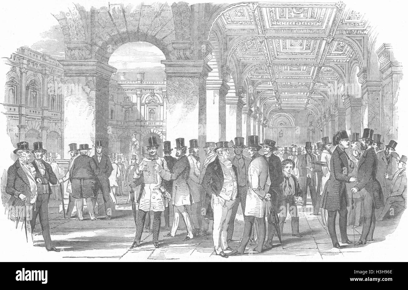 LONDON Merchants Walk, Royal Exchange 1847. Illustrated London News ...